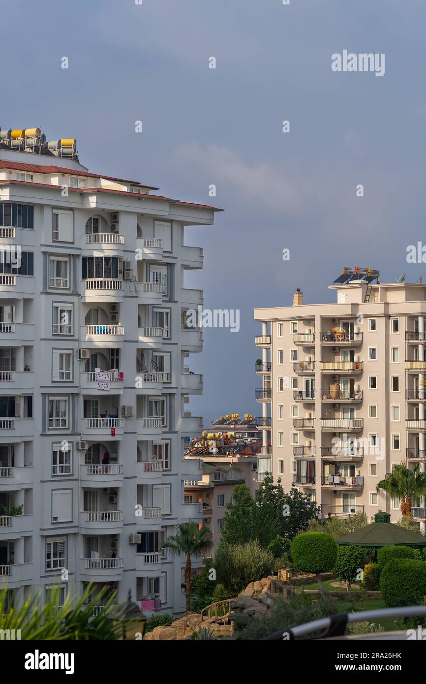 Residential area of the city with tall apartment buildings. City real ...