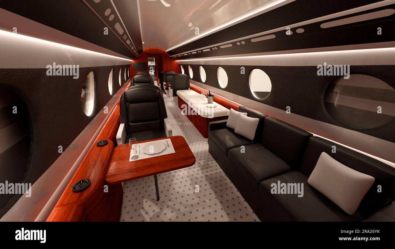 3D rendering of a private jet inside Stock Photo - Alamy