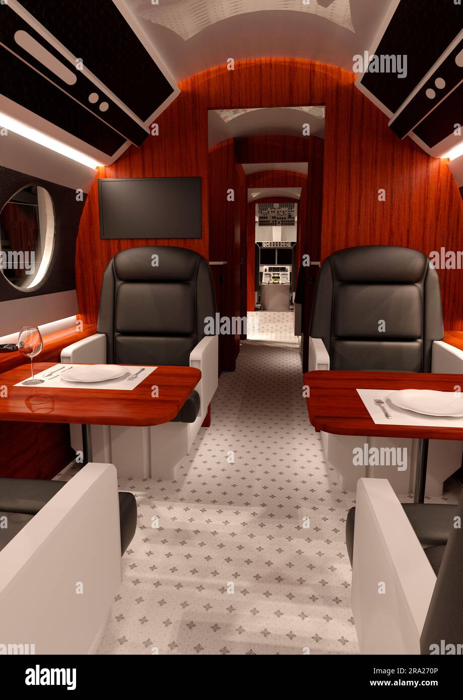3D rendering of a private jet inside Stock Photo - Alamy