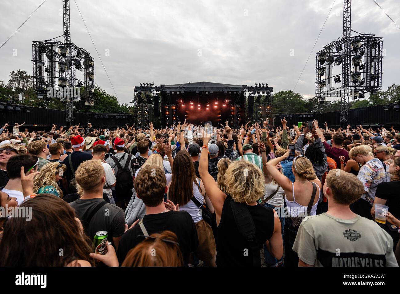 Roskilde, Denmark. 29th June, 2023. Festival goers attend a live ...