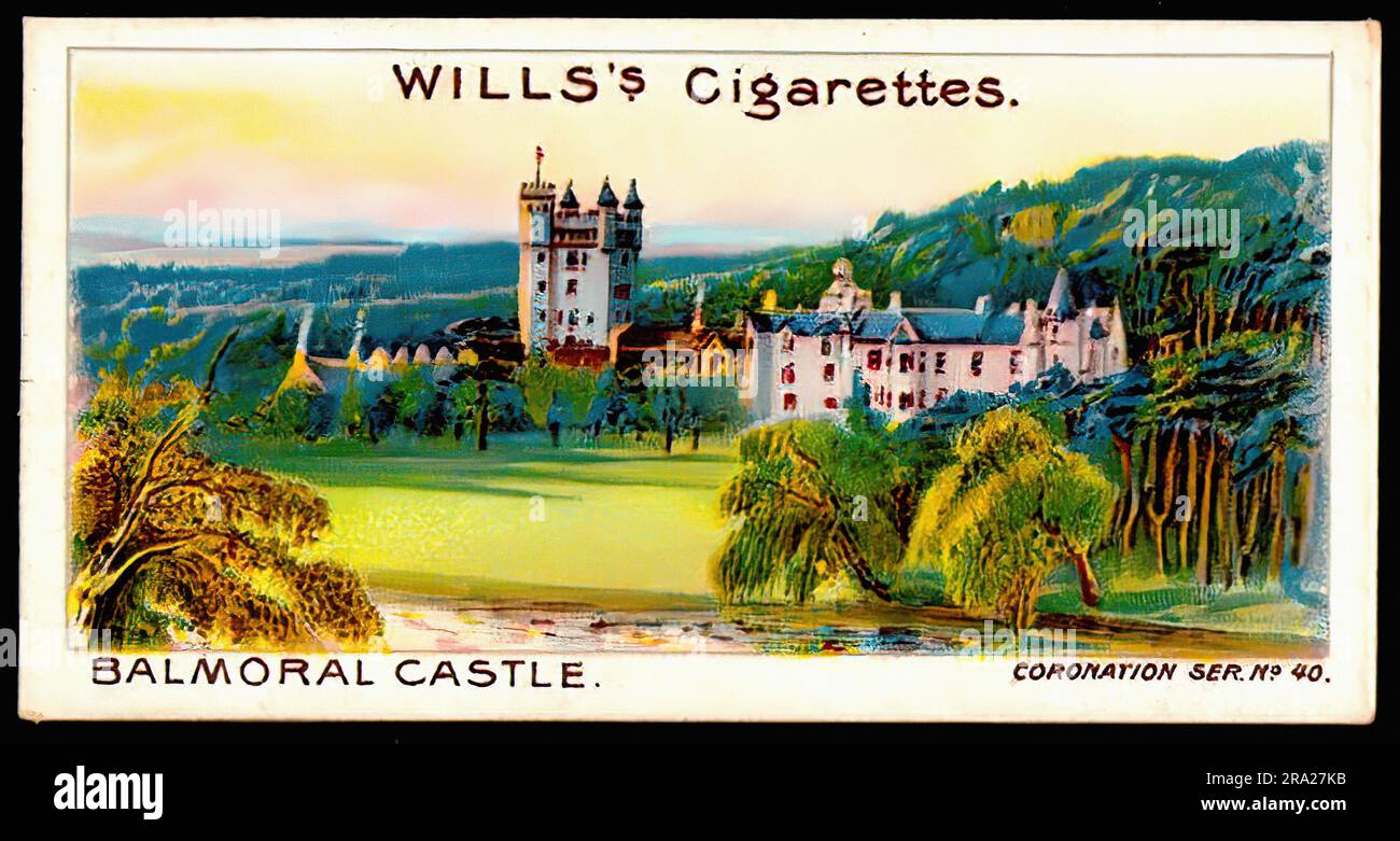 Balmoral Castle - Vintage Cigarette Card Stock Photo - Alamy