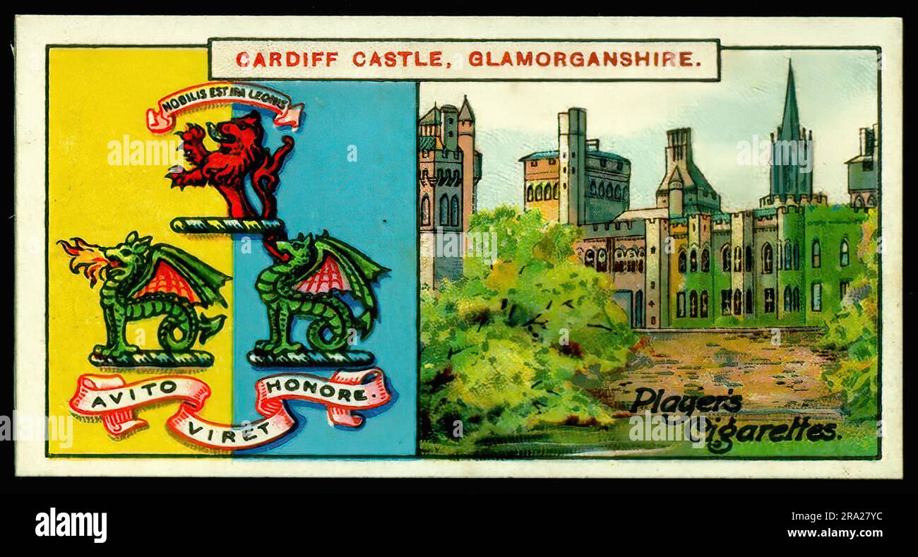 Cardiff Castle 001 - Vintage Cigarette Card Stock Photo - Alamy