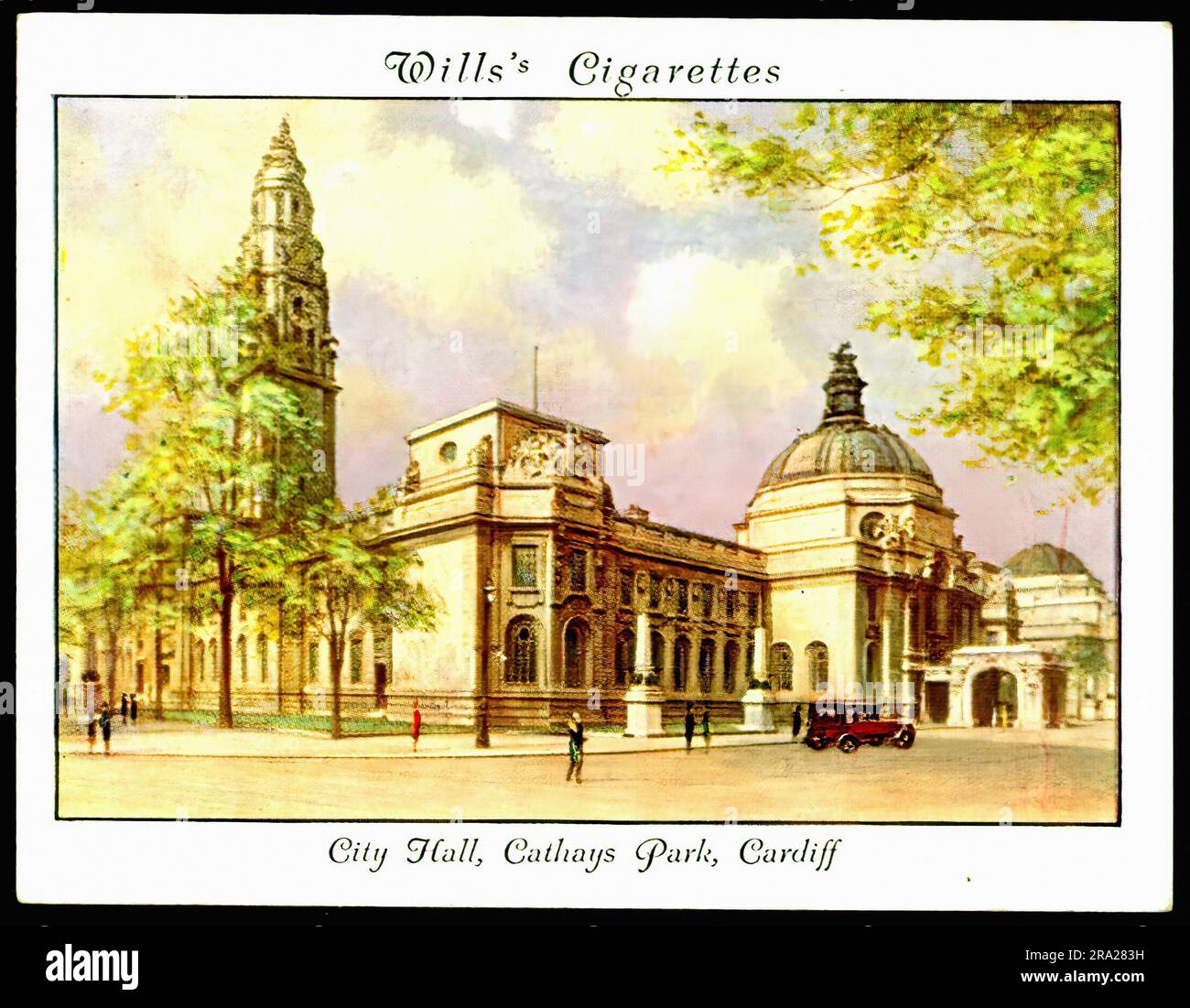 City Hall, Cardiff - Vintage Cigarette Card Stock Photo - Alamy