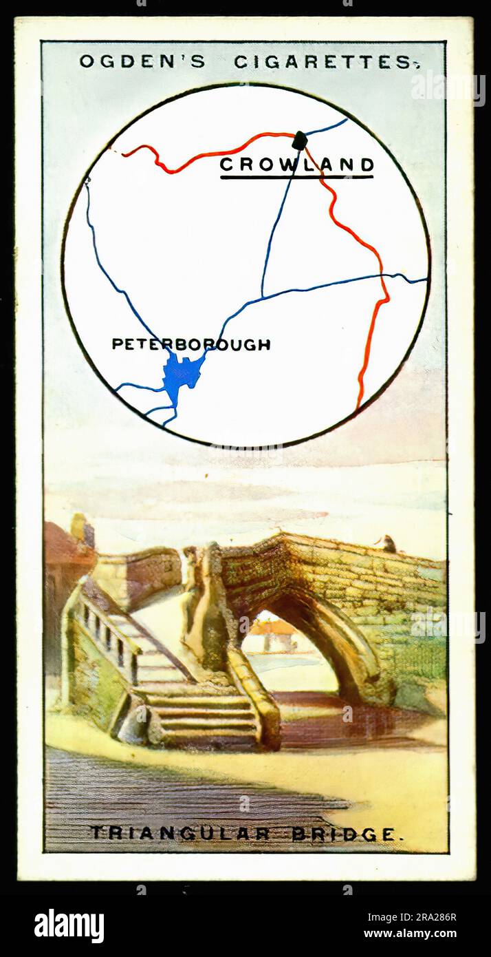 Crowland Triangular Bridge - Vintage Cigarette Card Stock Photo - Alamy