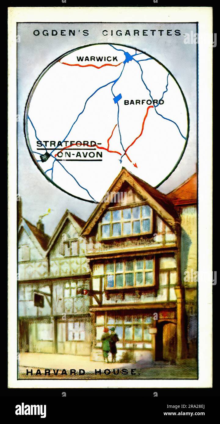 Harvard House, Stratford-upon-Avon - Vintage Cigarette Card Stock Photo ...