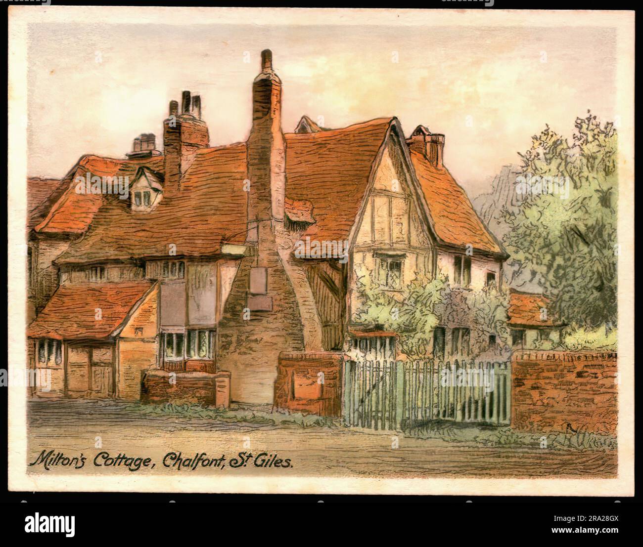 John Milton's Cottage - Vintage Cigarette Card Stock Photo - Alamy