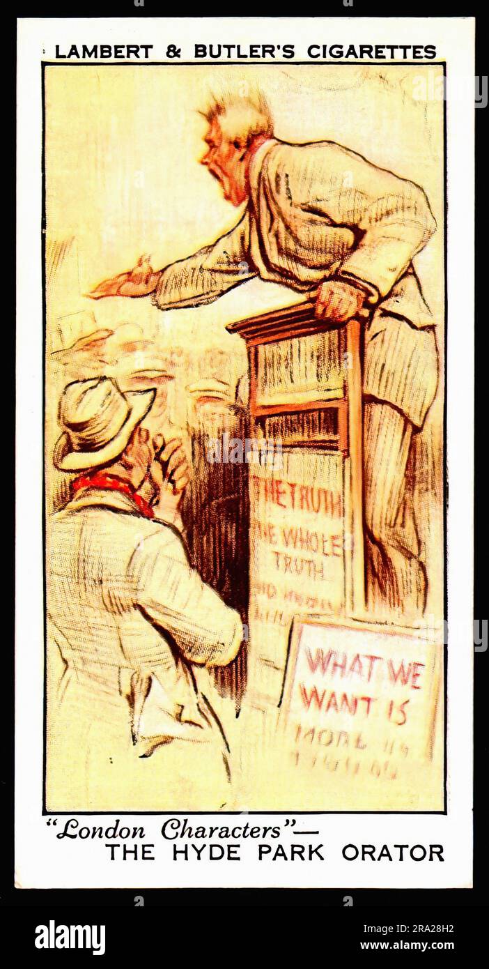 Hyde Park Speakers Corner Orator - Vintage Cigarette Card Stock Photo ...