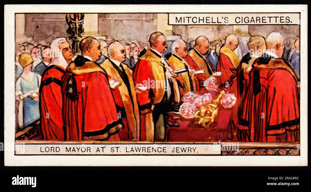 Lord Mayor at St Lawrence Jewry - Vintage Cigarette Card Stock Photo ...