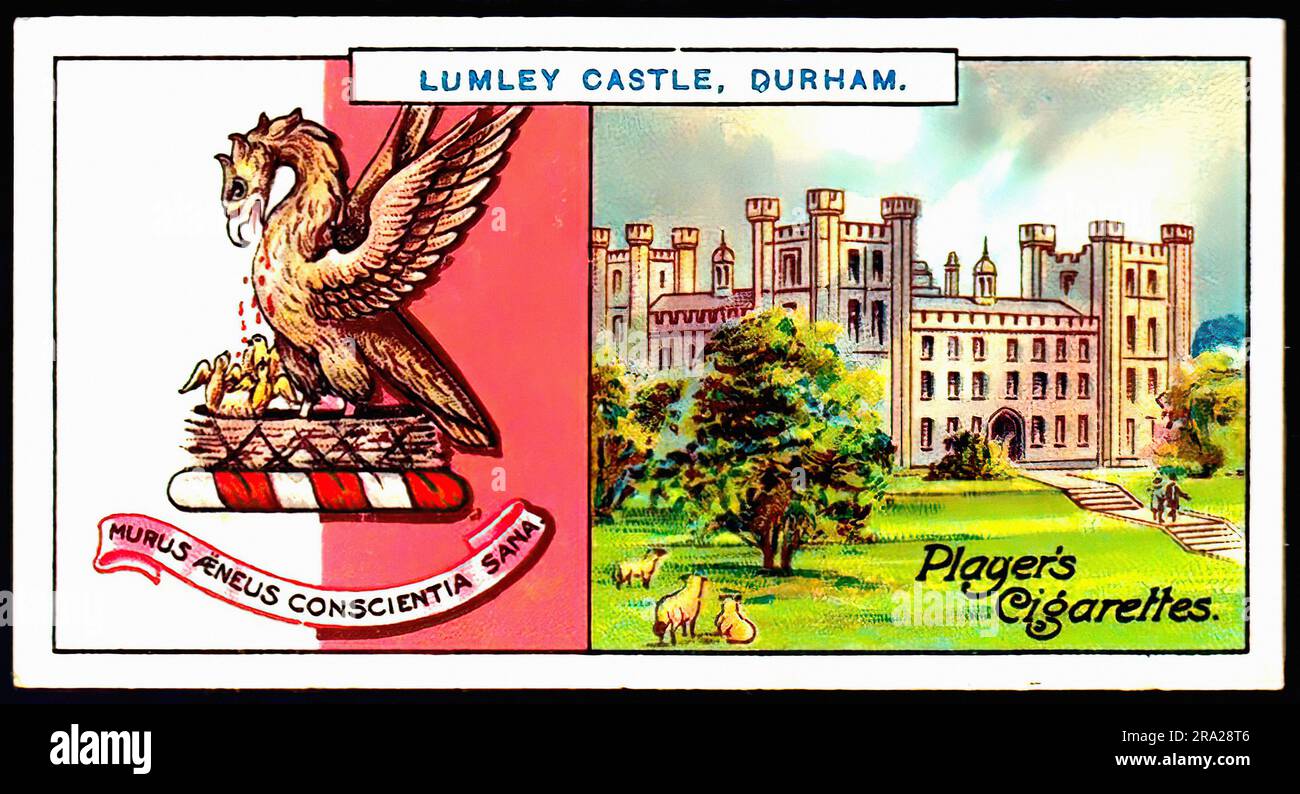 Lumley Castle - Vintage Cigarette Card Stock Photo - Alamy