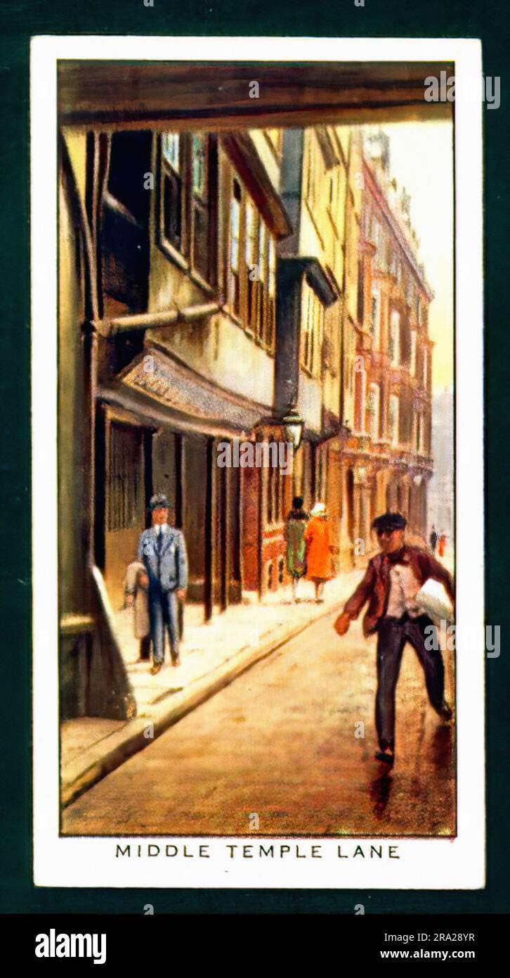 Middle Temple Lane, London - Vintage Cigarette Card Stock Photo - Alamy