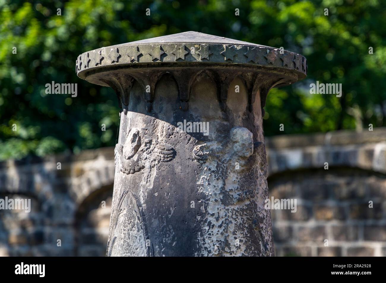 Detail of a grave column after a design by Caspar David Friedrich at ...