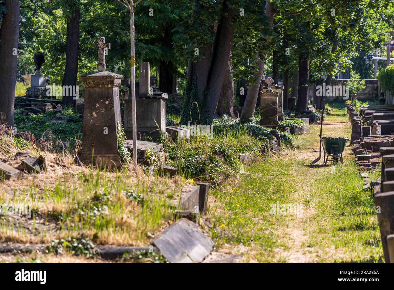Time seems to stand still at the Elias Cemetery in Dresden. Gravestones ...