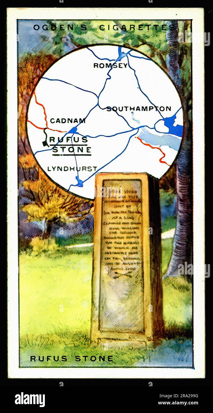 Rufus Stone, Hampshire - Vintage Cigarette Card Stock Photo - Alamy