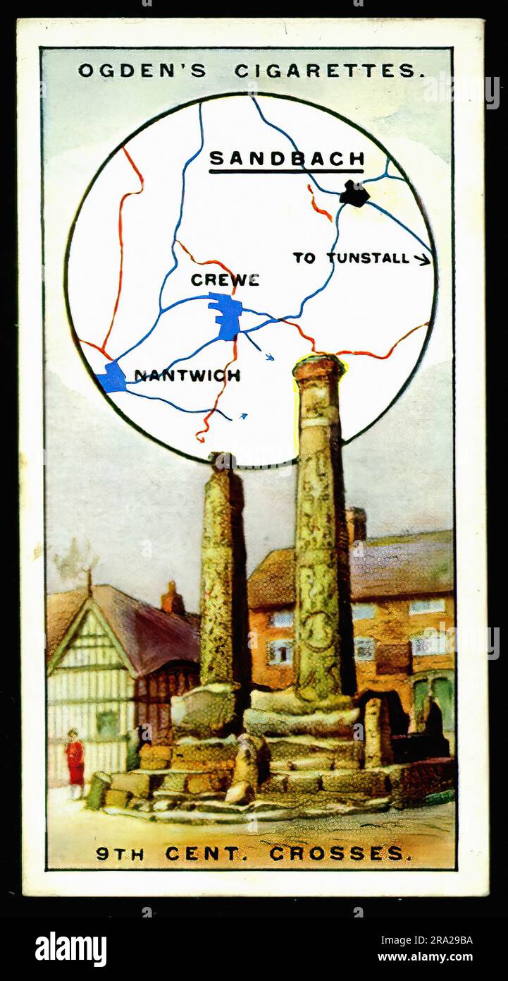 Sandbach Crosses - Vintage Cigarette Card Stock Photo - Alamy