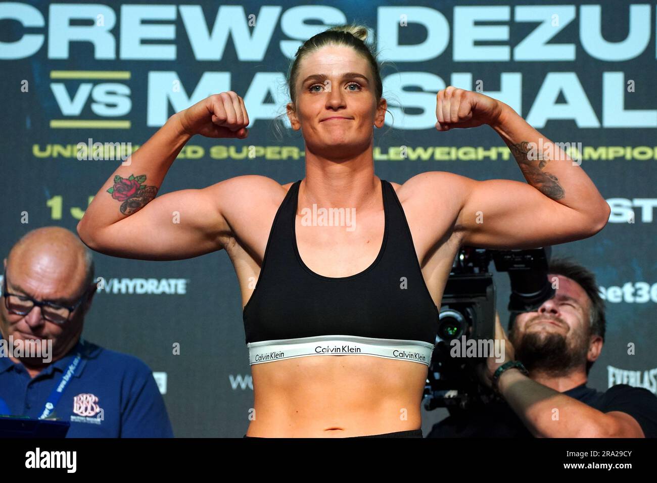 Boxer April Hunter during a weigh in at the AO Arena, Manchester ...