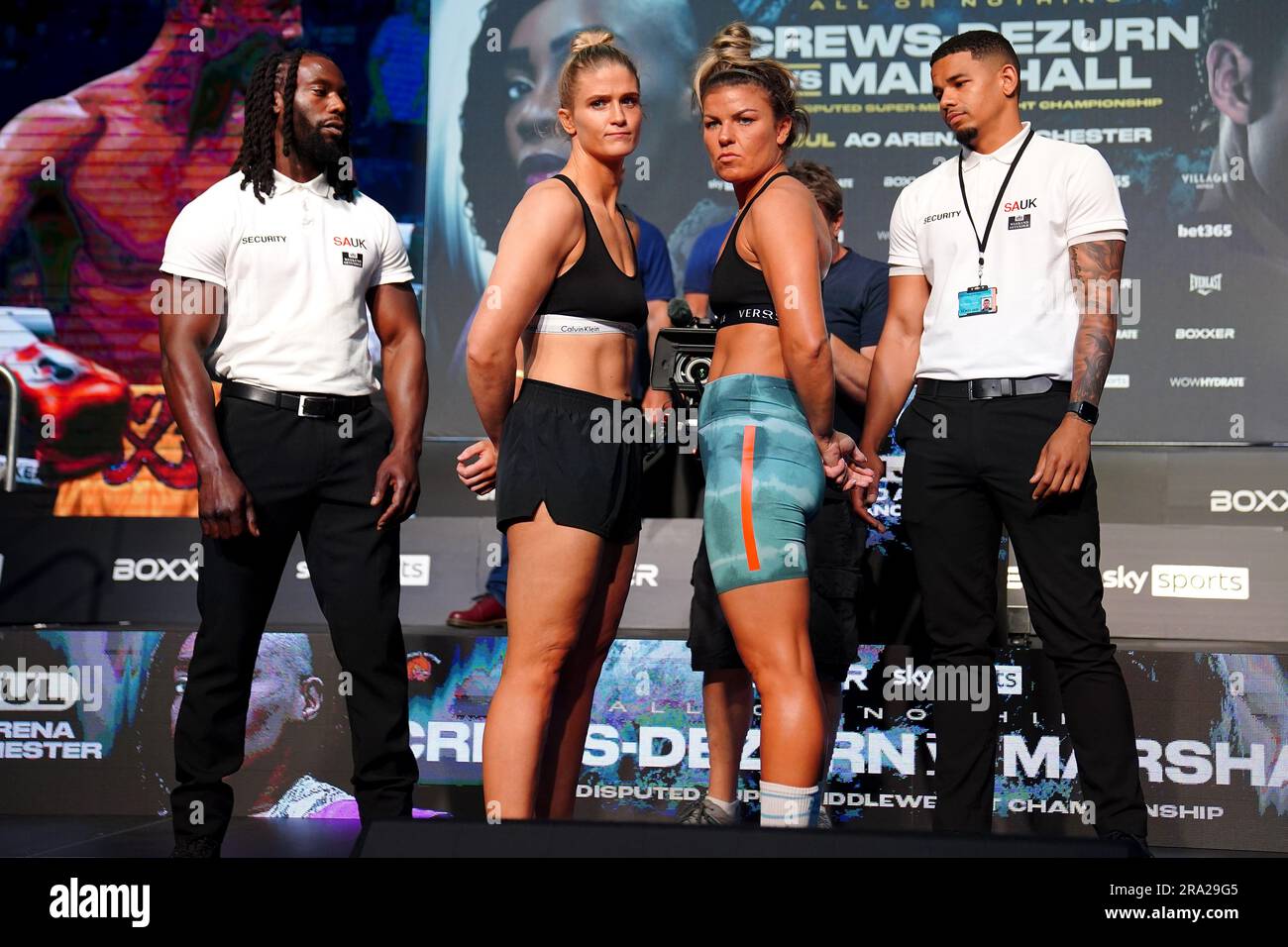 Boxer april hunter during a weigh in at the ao arena, manchester. hi ...