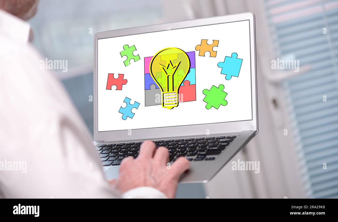 Idea concept shown on a laptop used by a man Stock Photo - Alamy