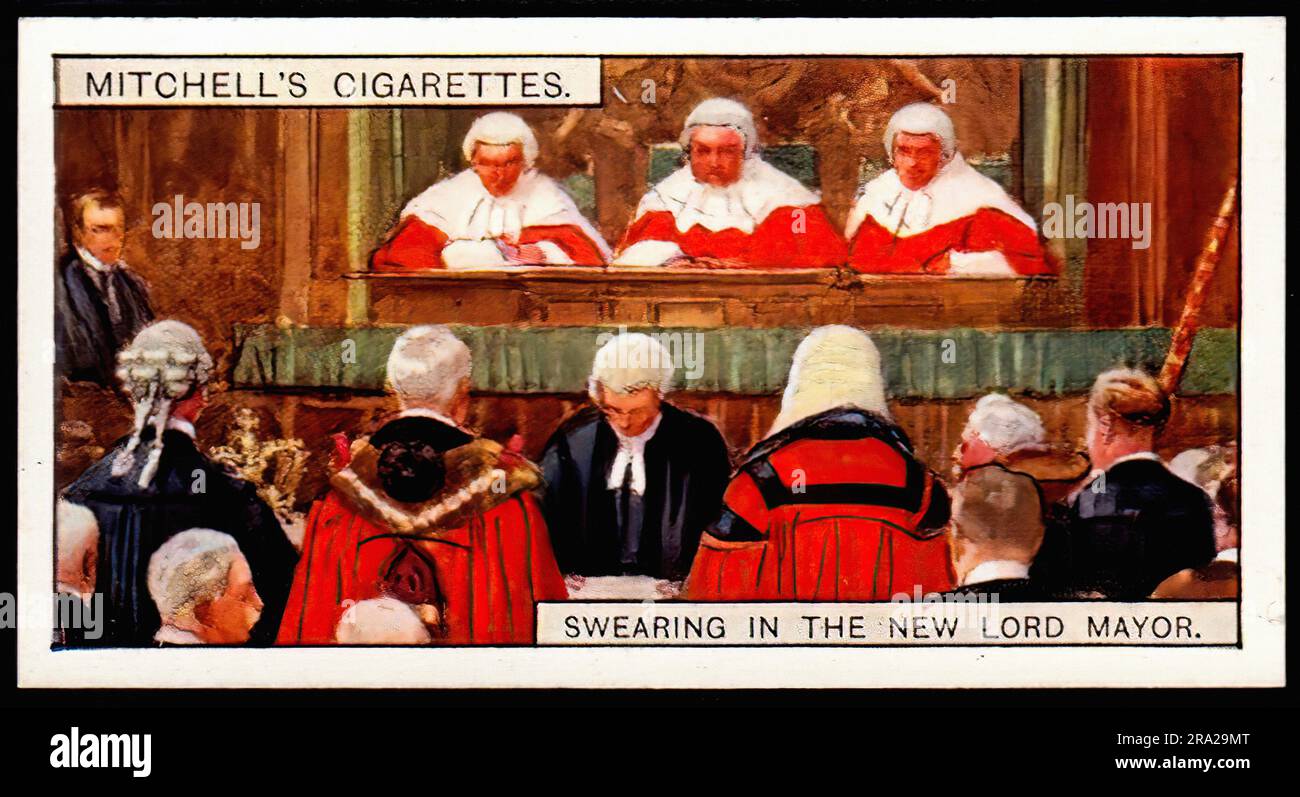 Swearing in the New Lord Mayor - Vintage Cigarette Card Stock Photo - Alamy