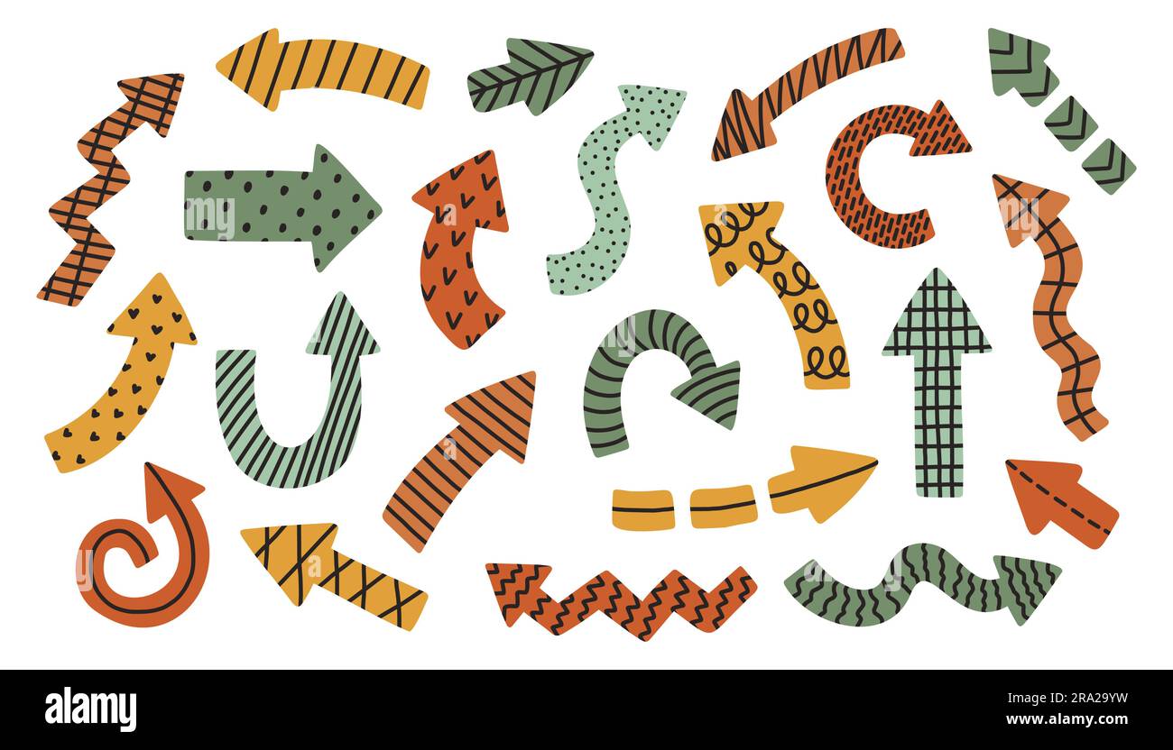 Hand Drawn Cartoon Modern Arrow icon. Vector flat arrows. Big set of ... Hand Drawn Cartoon Modern Arrow icon. Vector flat arrows. Big set of ...