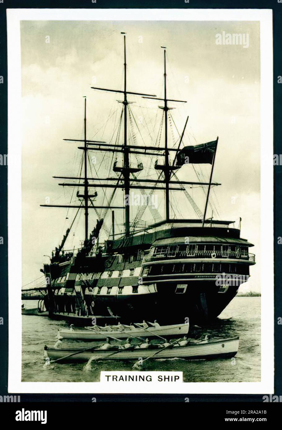 Training Ship HMS Worcester - Vintage Cigarette Card Stock Photo - Alamy