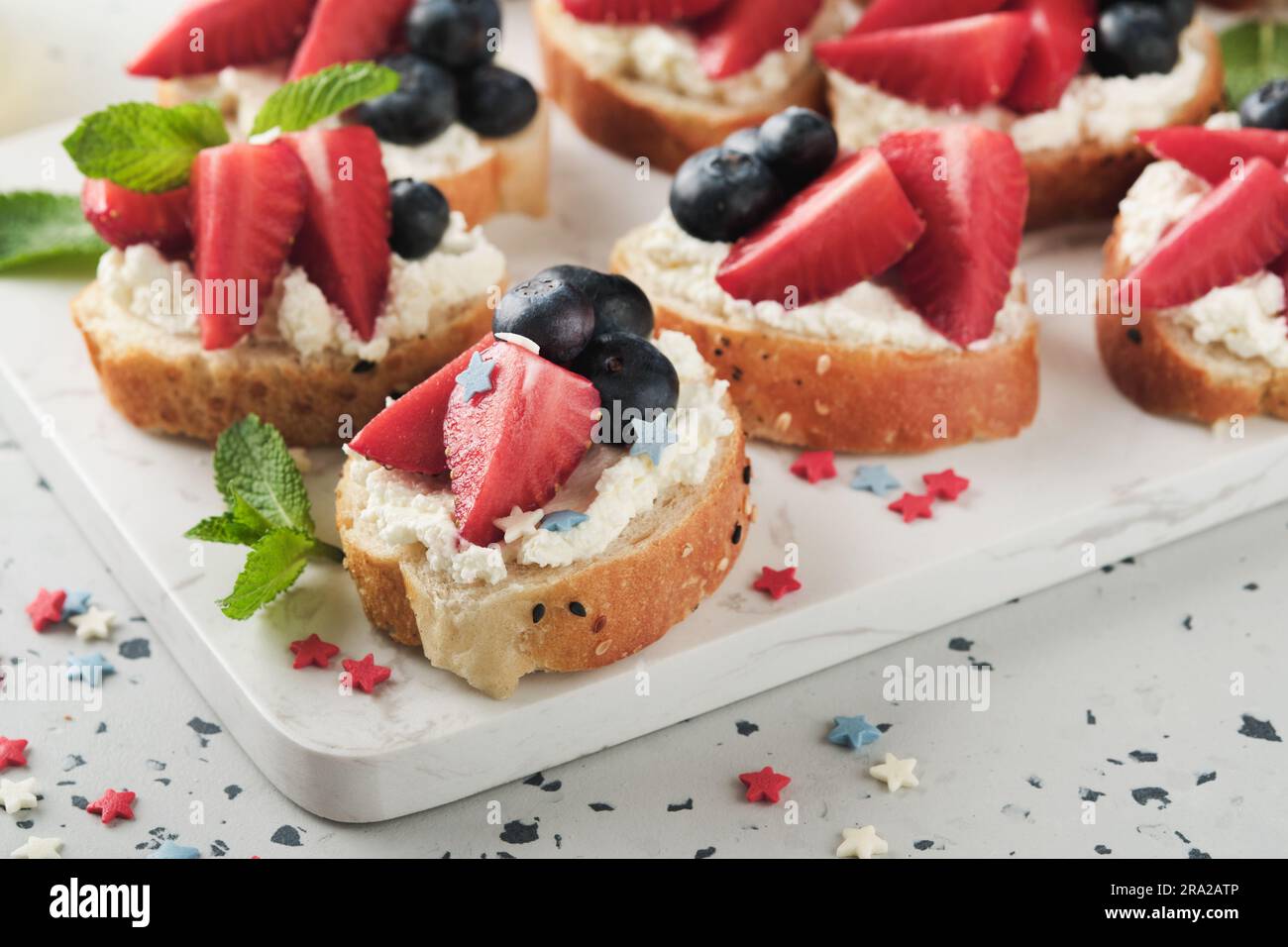 American flag sandwich with strawberries, blueberries, whipped sweet ...