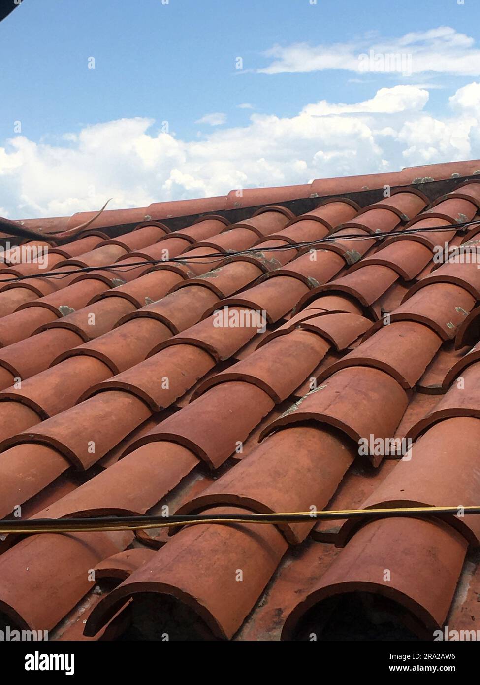 Architecture background. Closeup of a colonial tile roof Stock Photo ...
