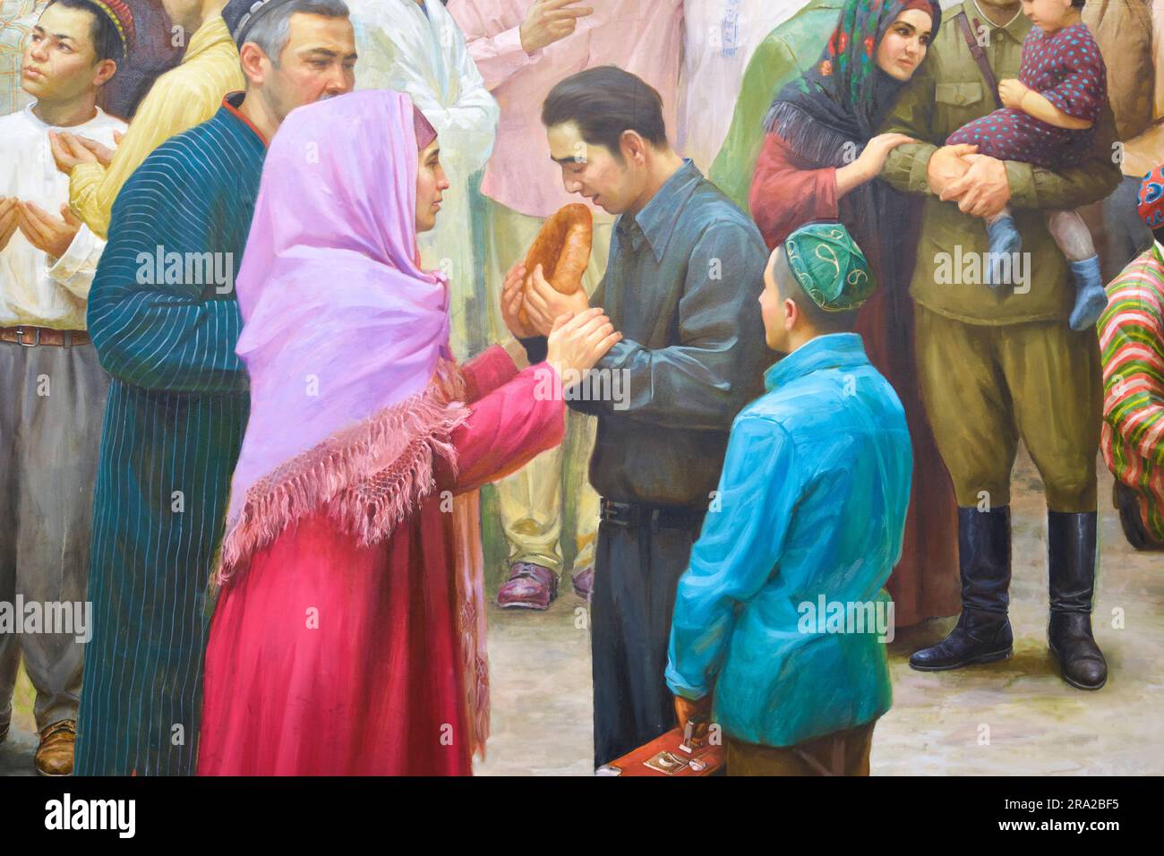 A young man takes a bite from non bread, part of a blessing. Part of ...