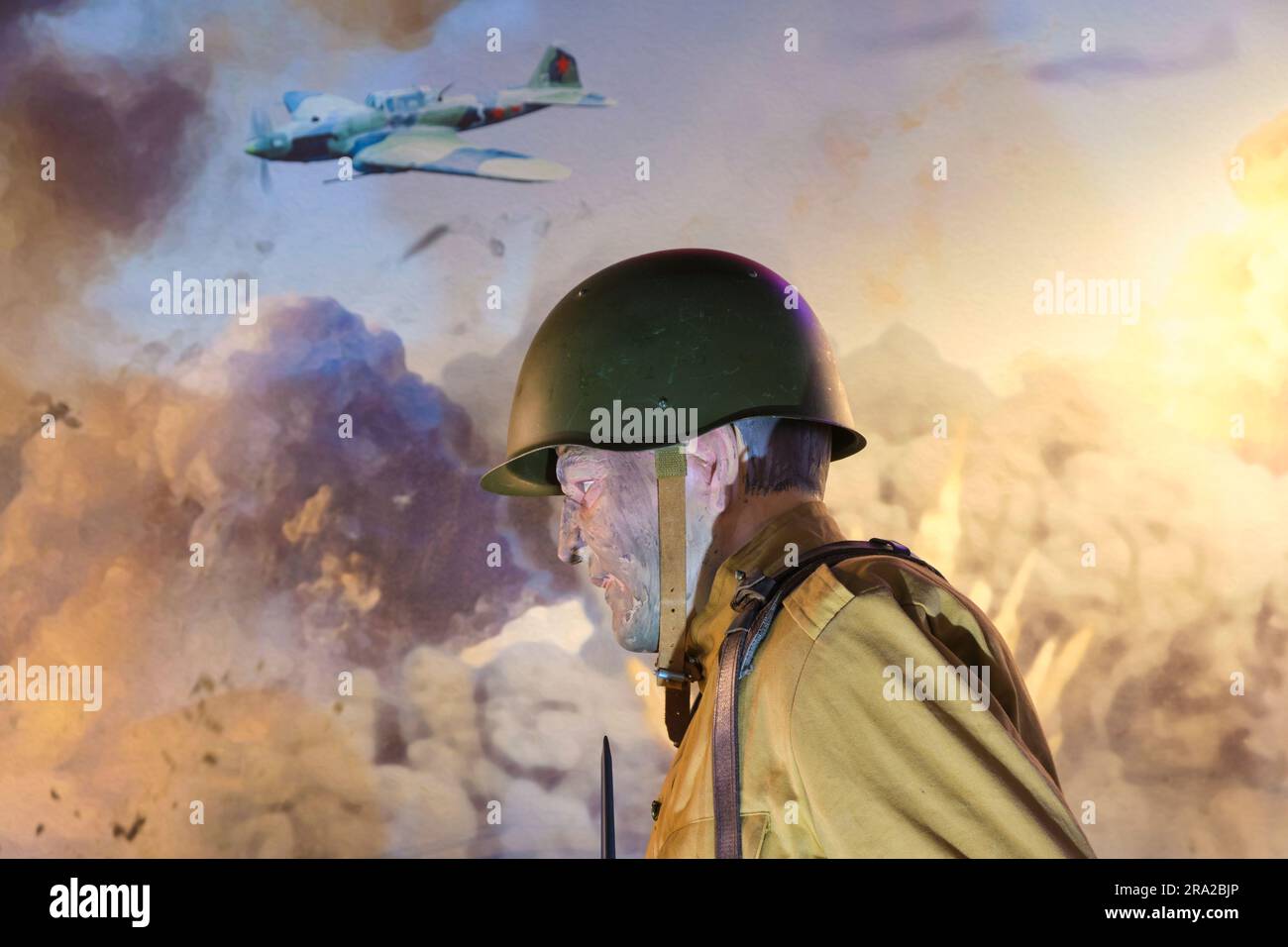 Profile in a diorama of the head, face of a soldier. At the Shon Sharaf ...