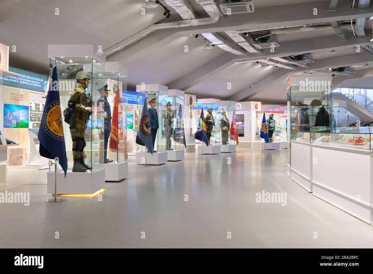 A view of a gallery dedicated to Uzbek soldiers, fighters from WWII, including uniforms, objects ...