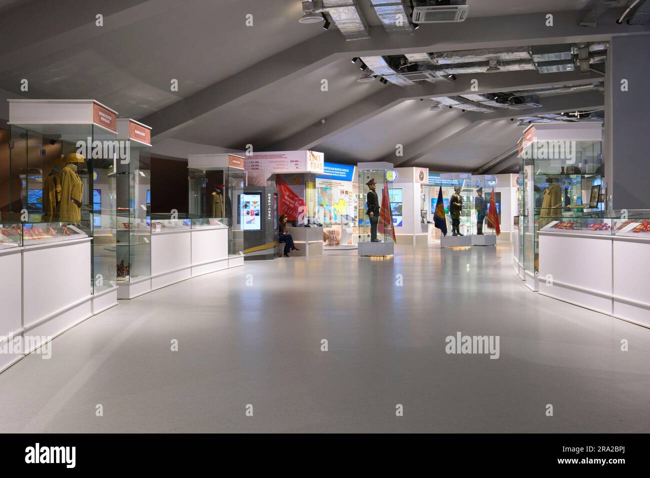 A view of a gallery dedicated to Uzbek soldiers, fighters from WWII, including uniforms, objects ...