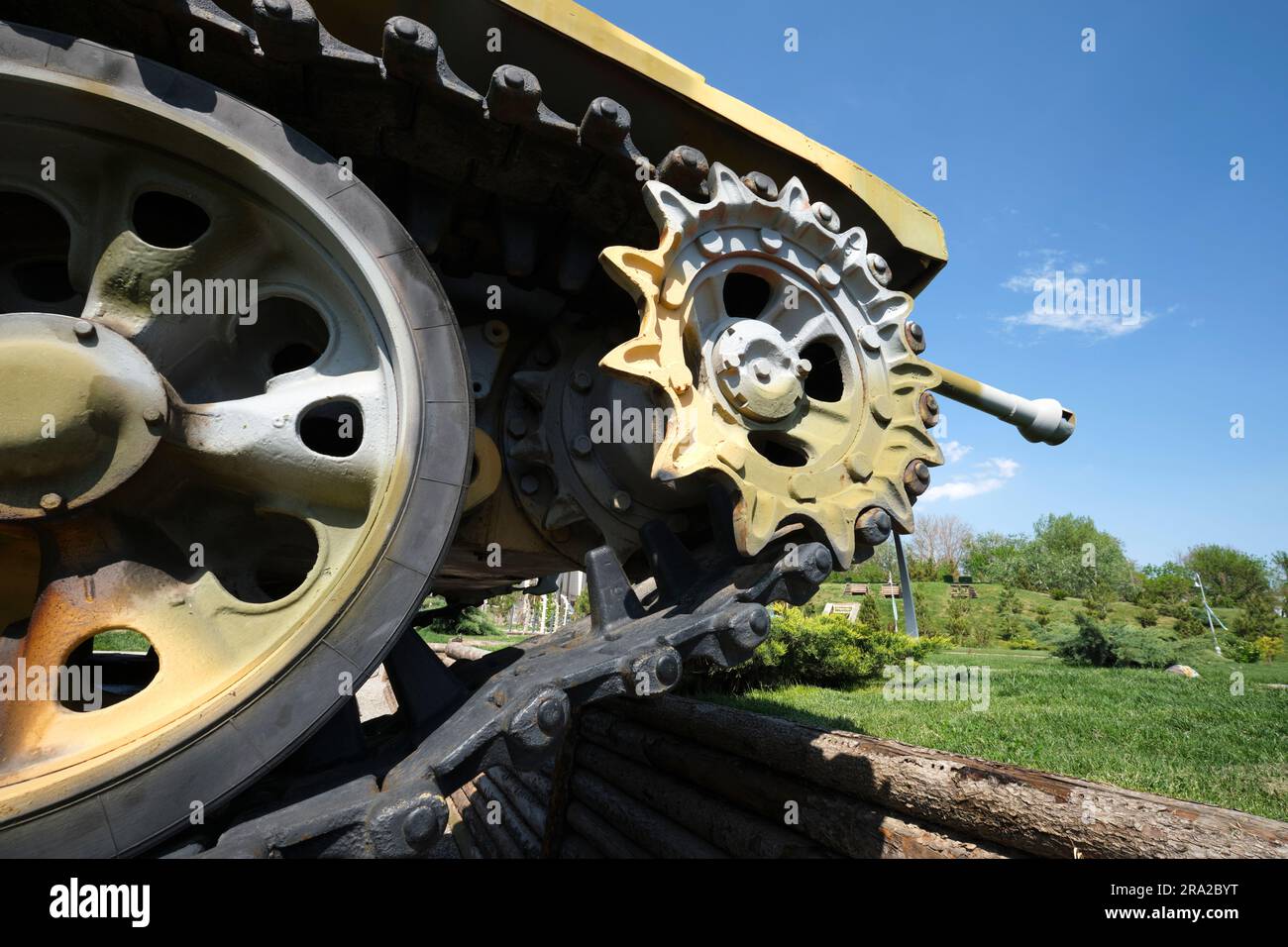 A view of a tank crossing over a trench. At the Shon Sharaf Great ...