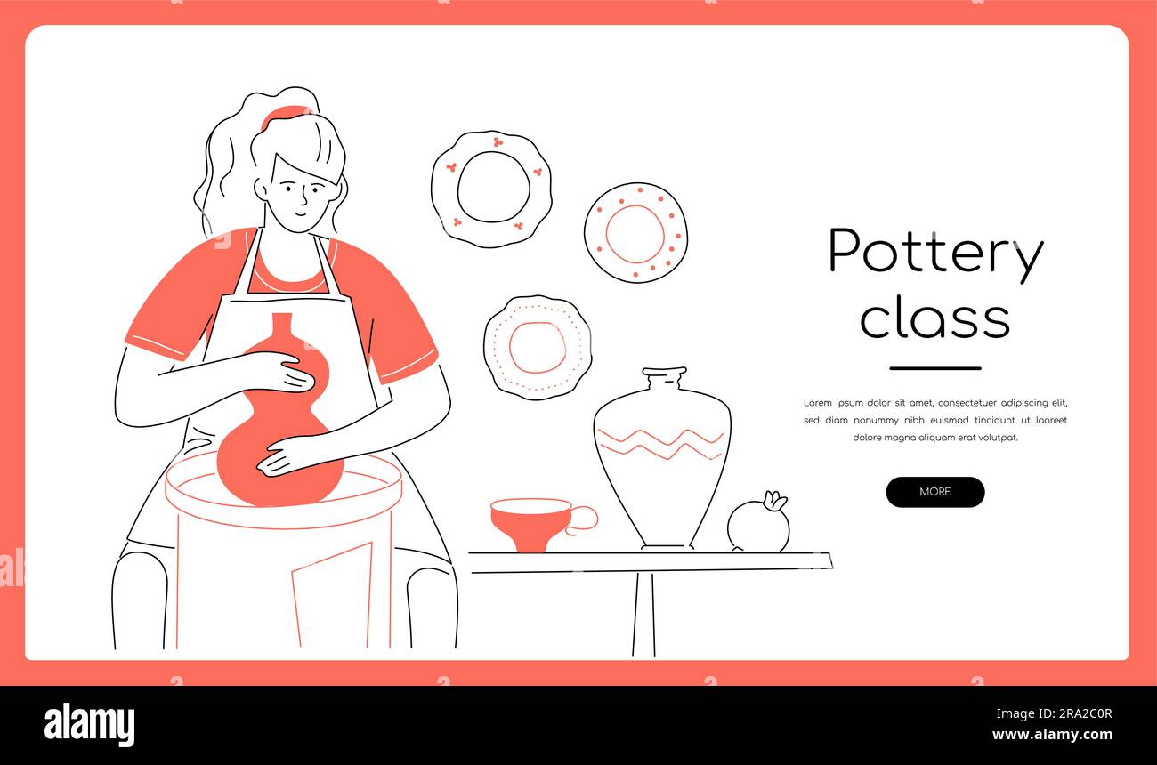 Pottery class - modern line design style isometric illustration Stock ...