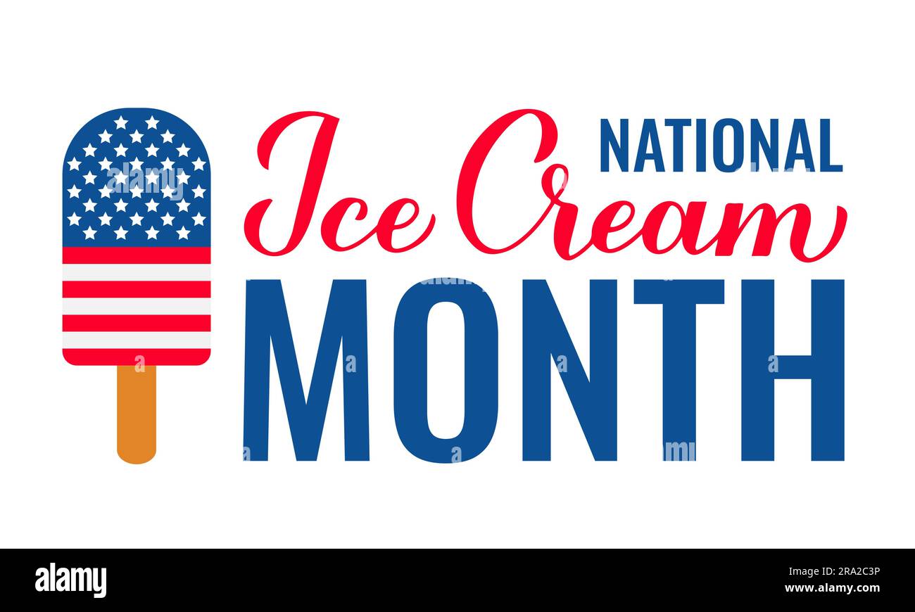 USA National Ice Cream Month. Annan event July. Vector template for ...