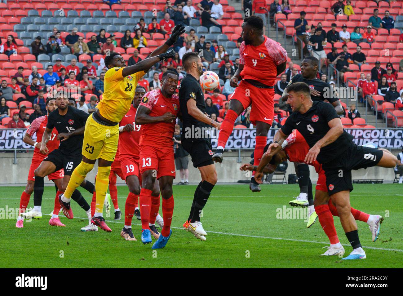 Toronto, ON, Canada - June 27, 2023: Players fight for the ball during ...
