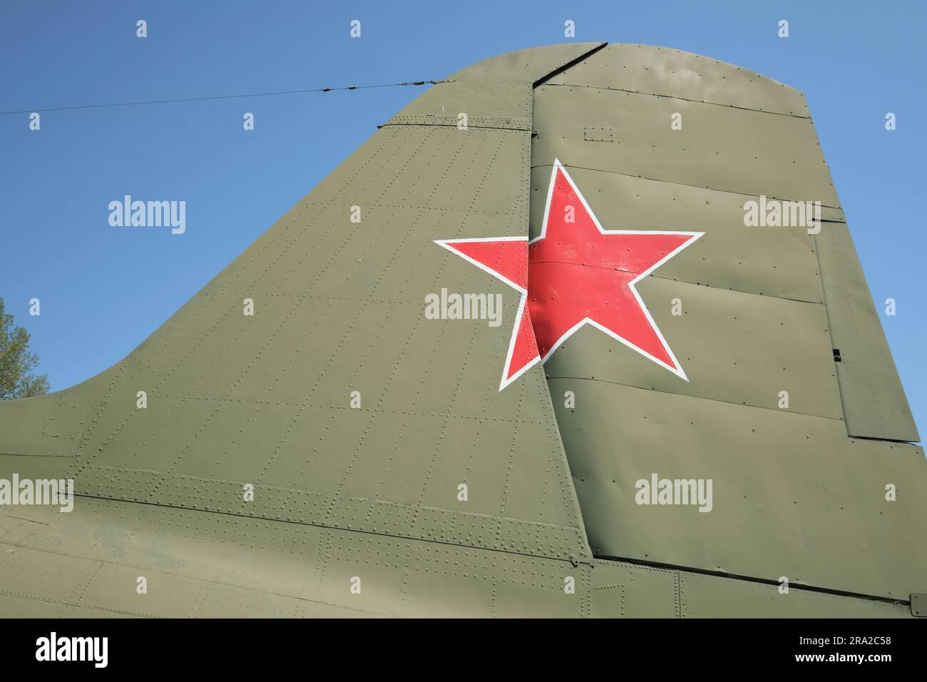 Detail view of a large red star on the tail of a Red Army, Soviet ...