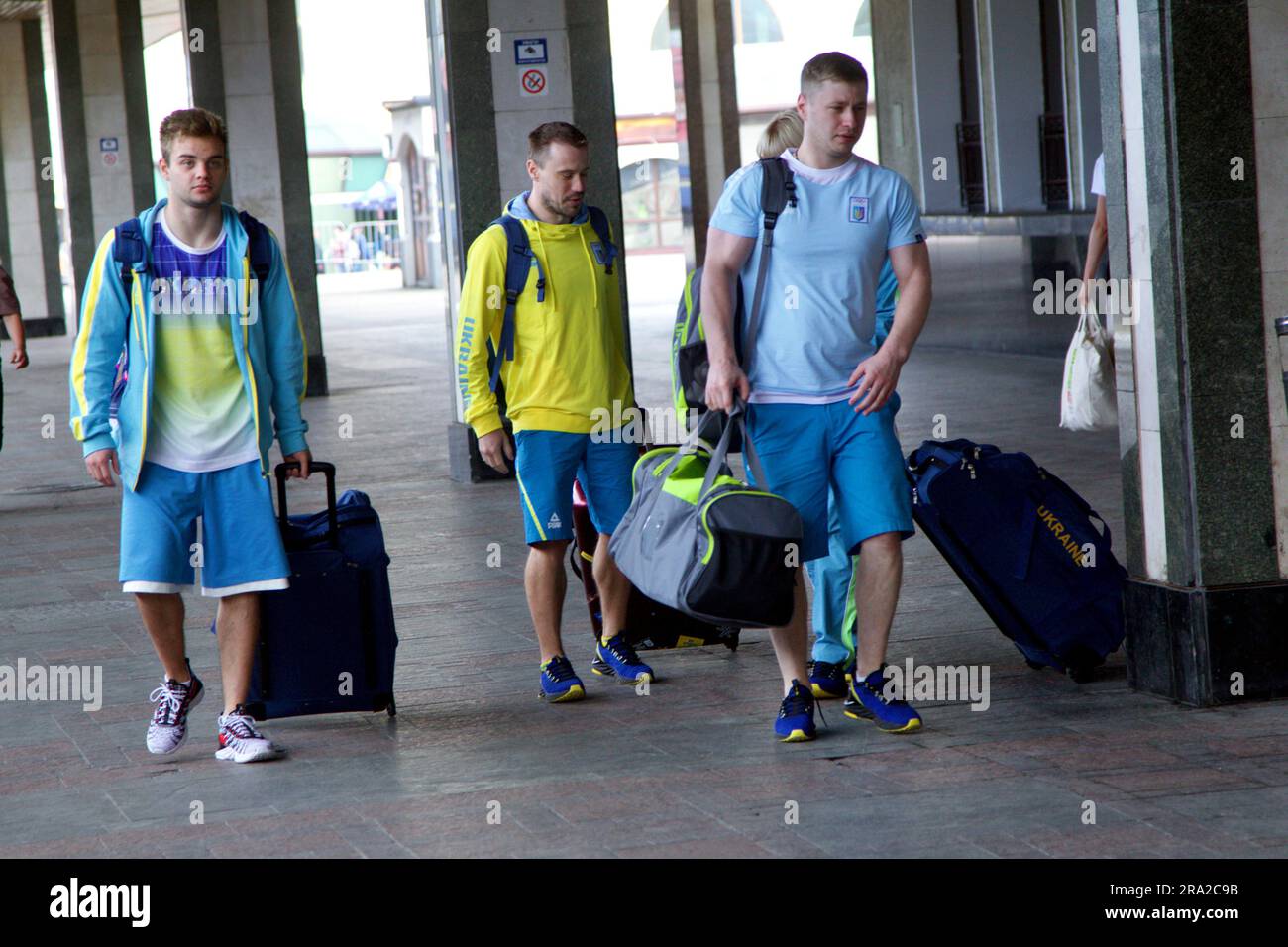 KYIV, UKRAINE - JUNE 30, 2023 - Two-time diving champion Danylo Konovalov and gold medallist in ...