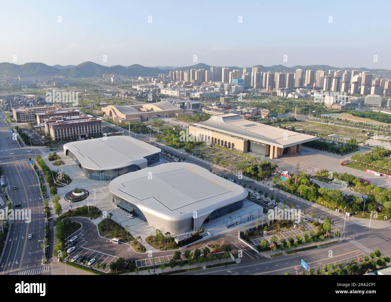 Yan'an. 26th June, 2023. This aerial photo taken on June 26, 2023 shows ...