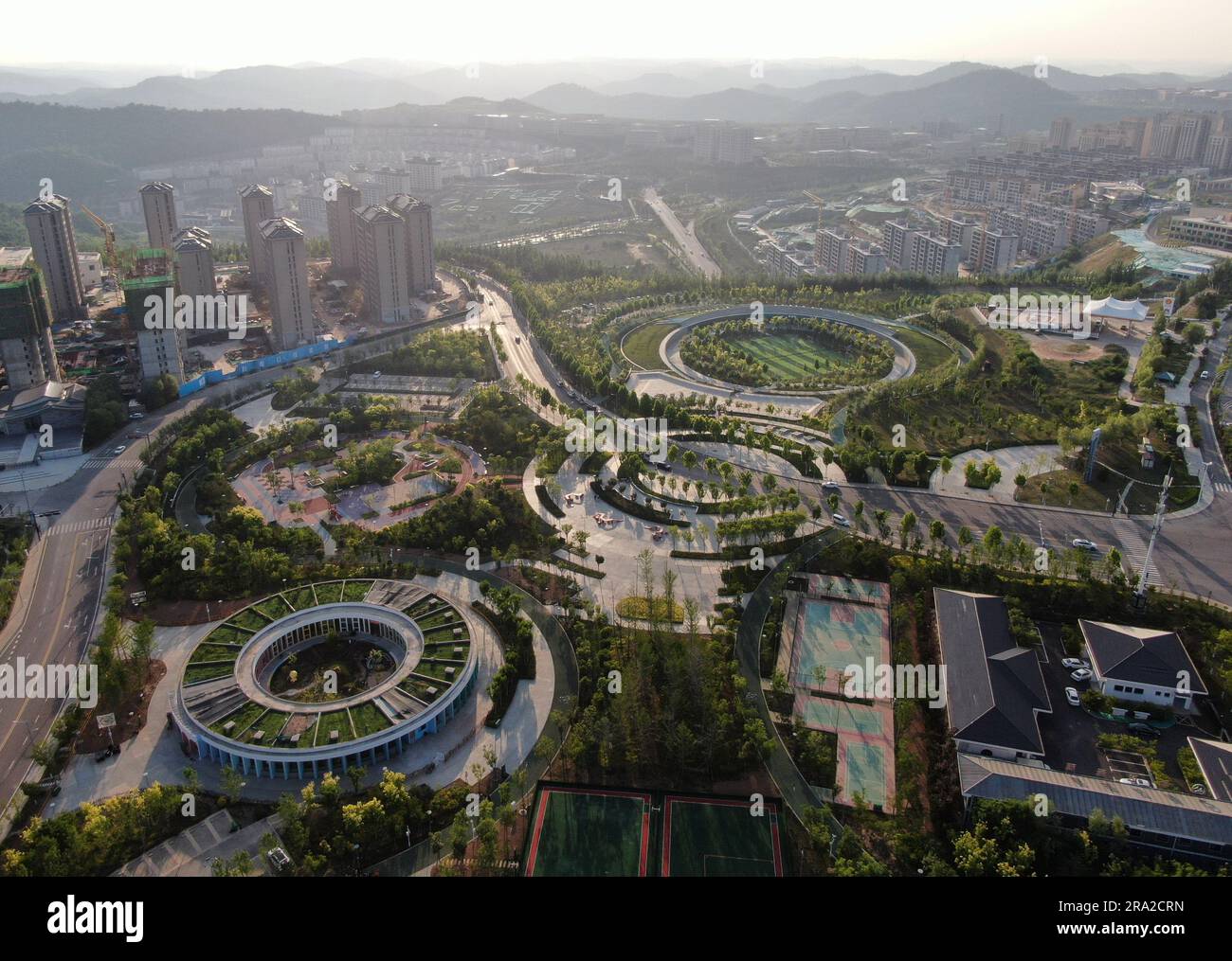 Yan'an. 26th June, 2023. This aerial photo taken on June 26, 2023 shows ...