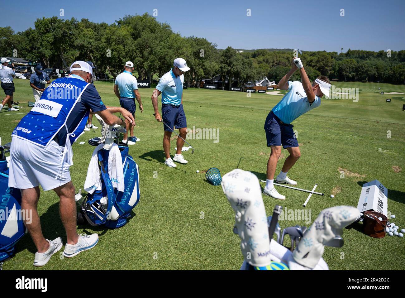 Co-Captain Henrik Stenson of Majesticks GC looks on as Co-Captain Ian ...