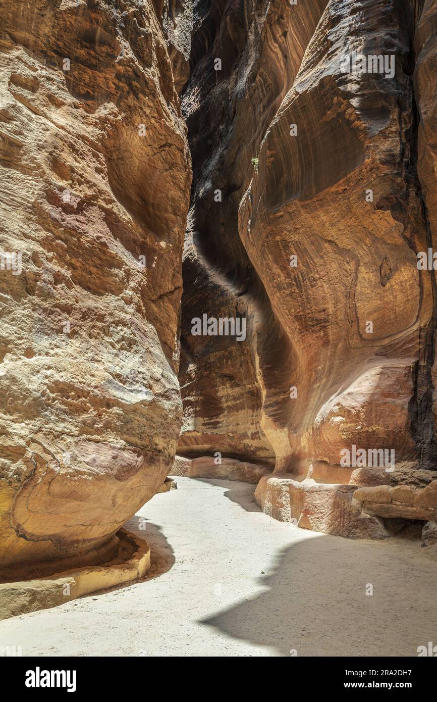 Entrance Canyon of El Siq in Petra Archeological Site, Jordan Stock ...