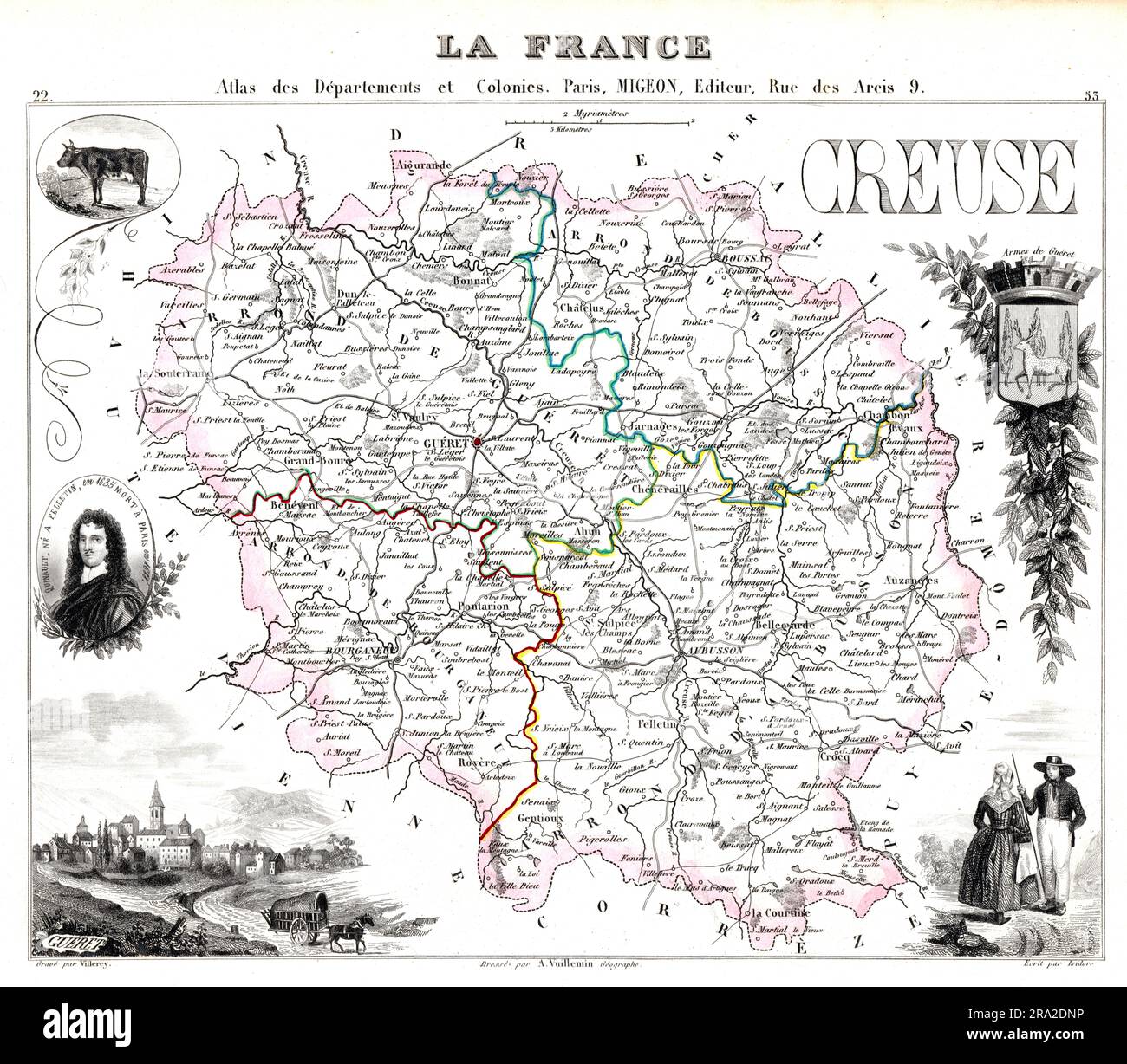 Map of Creuse from La France et ses Colonies. Atlas Illustre Cent ...