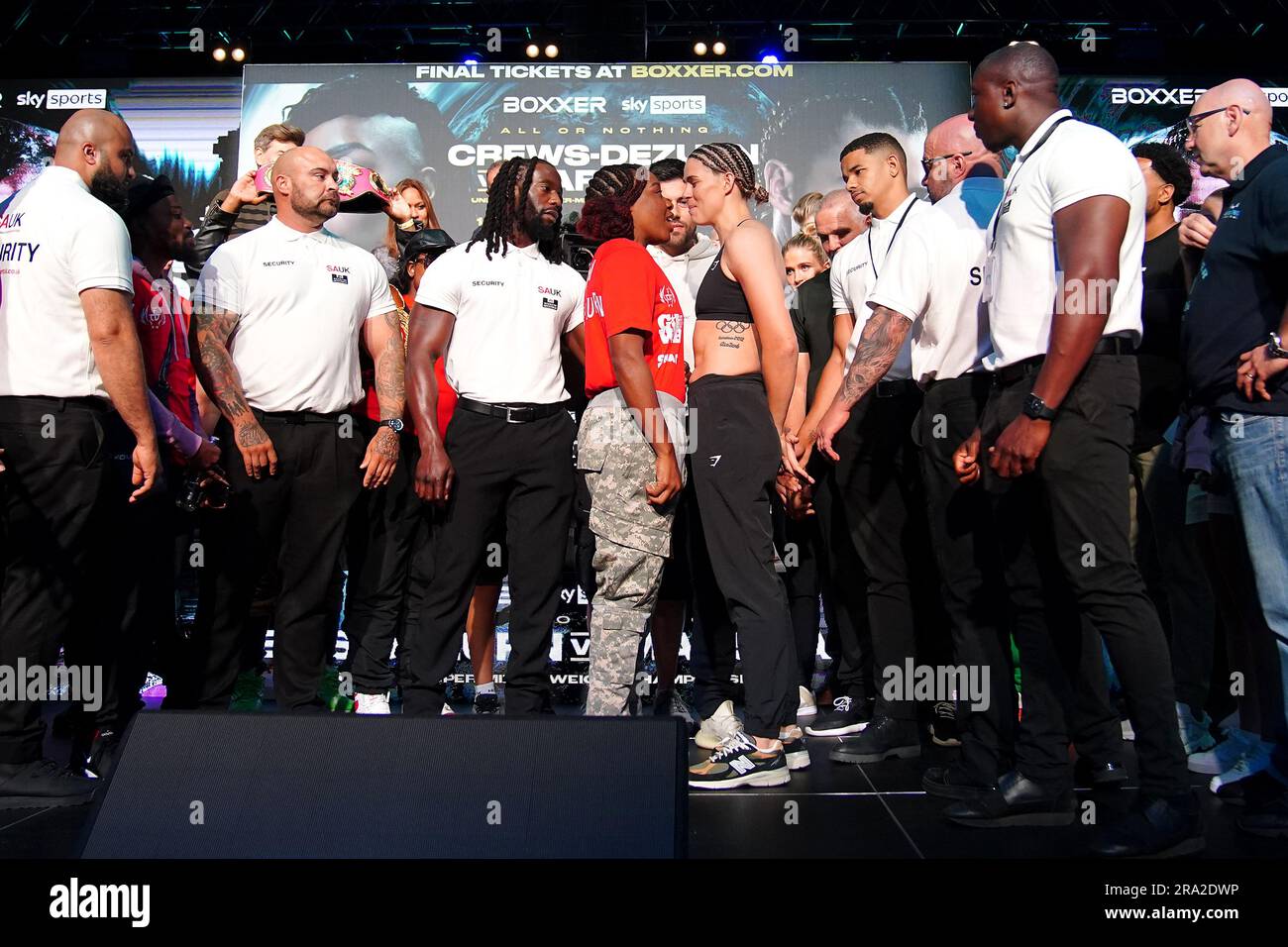 Boxer Franchon Crews-Dezurn and Savannah Marshall during a weigh in at ...