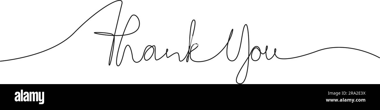 continuous single line drawing of phrase THANK YOU, line art vector ...