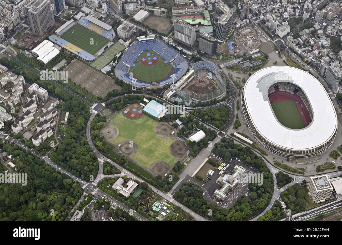 Photo taken on June 30, 2023, from a Kyodo News helicopter shows Tokyo ...