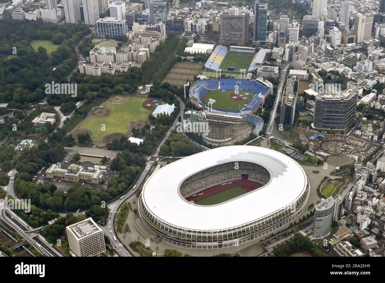 Photo taken on June 30, 2023, from a Kyodo News helicopter shows Tokyo ...