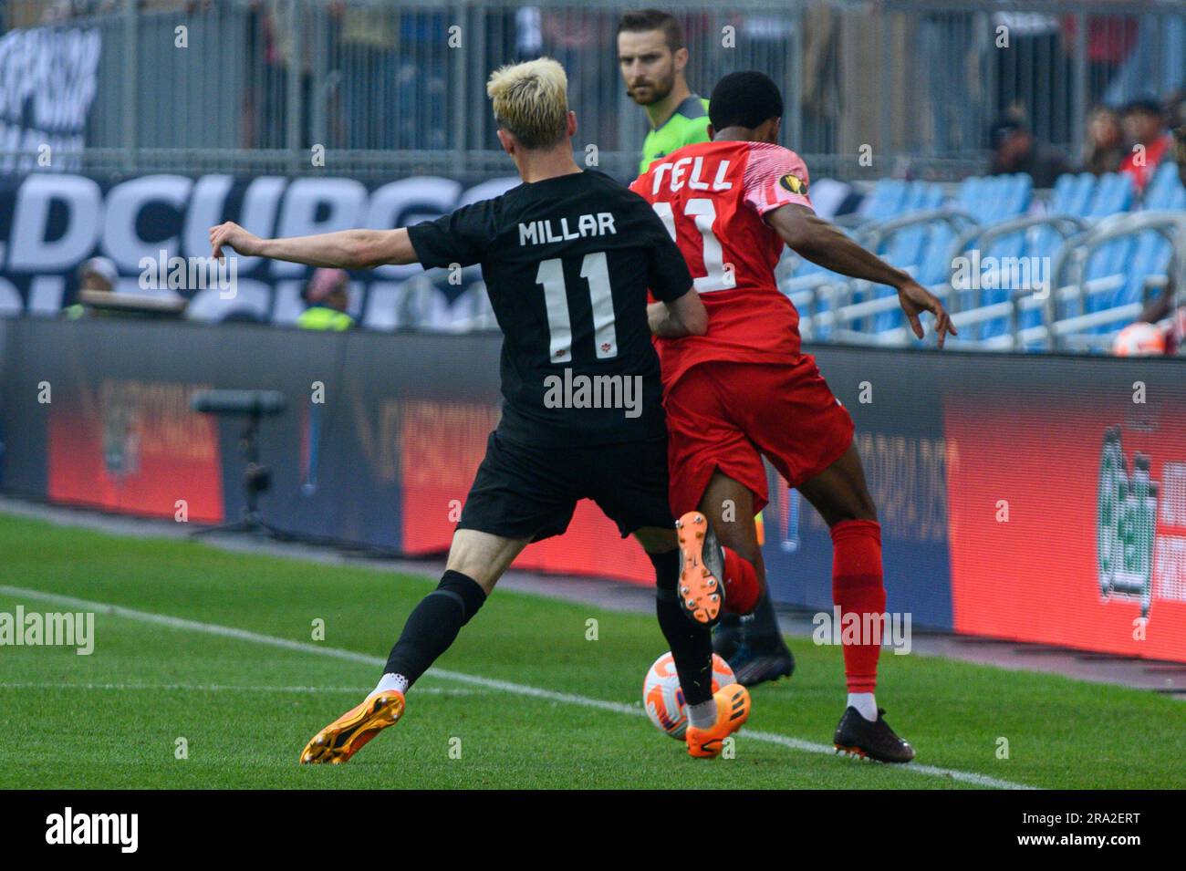 Toronto, ON, Canada - June 27, 2023: Jordan Tell #11 ((R) fights for ...