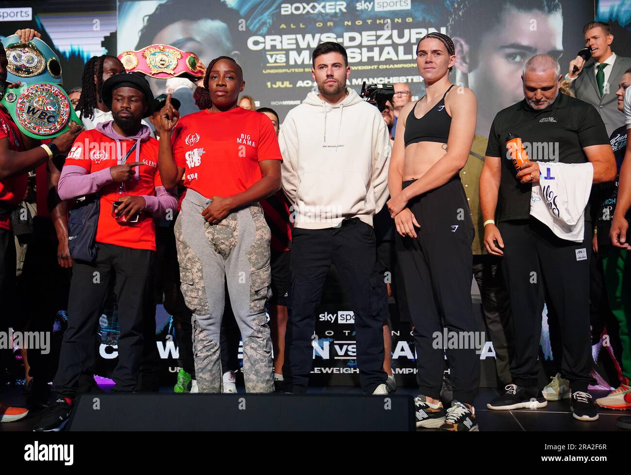 Boxers Franchon Crews-Dezurn and Savannah Marshall during a weigh in at ...