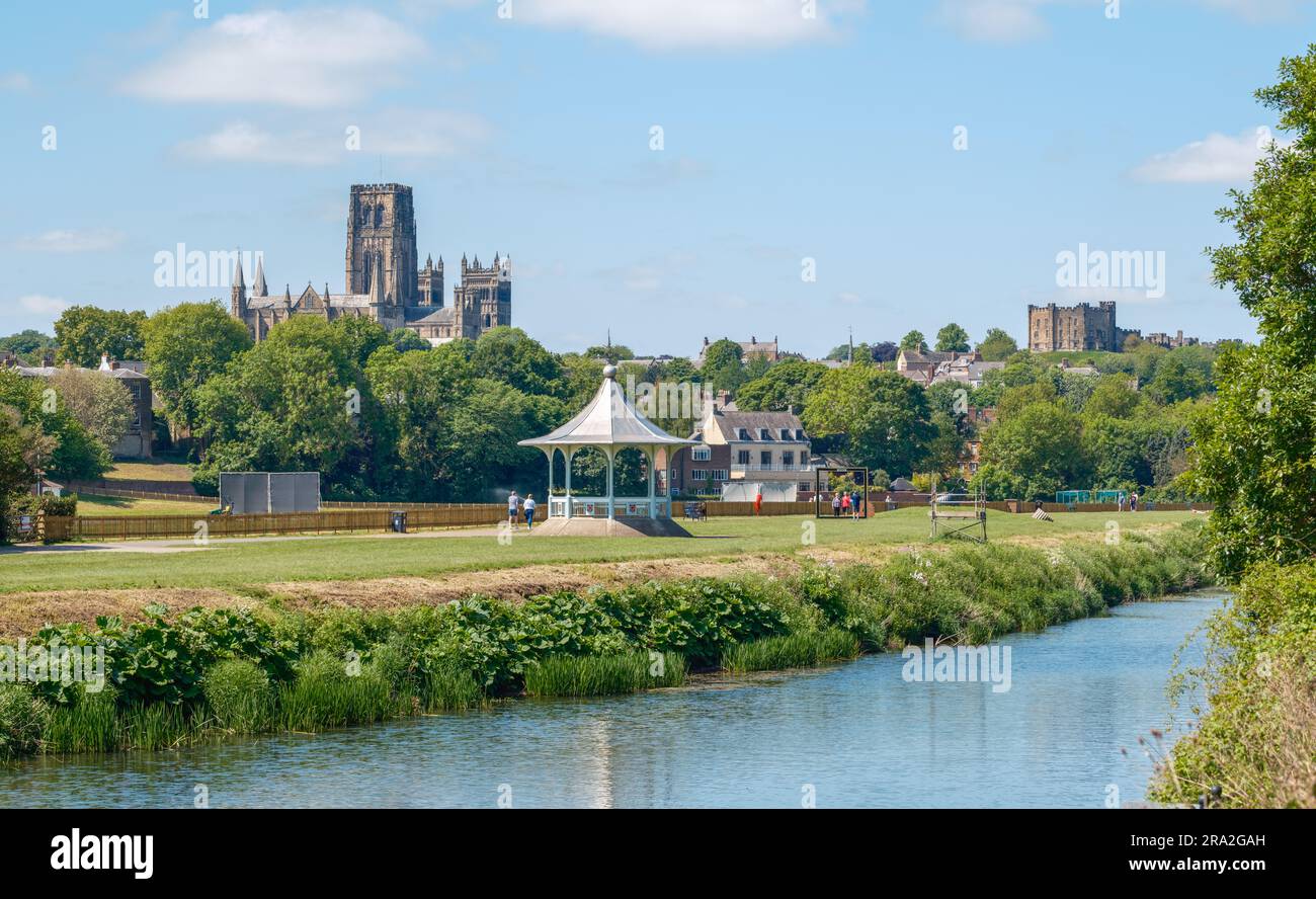 Durham Cathedral, Castle and the racecourse bandstand from the Weardale ...