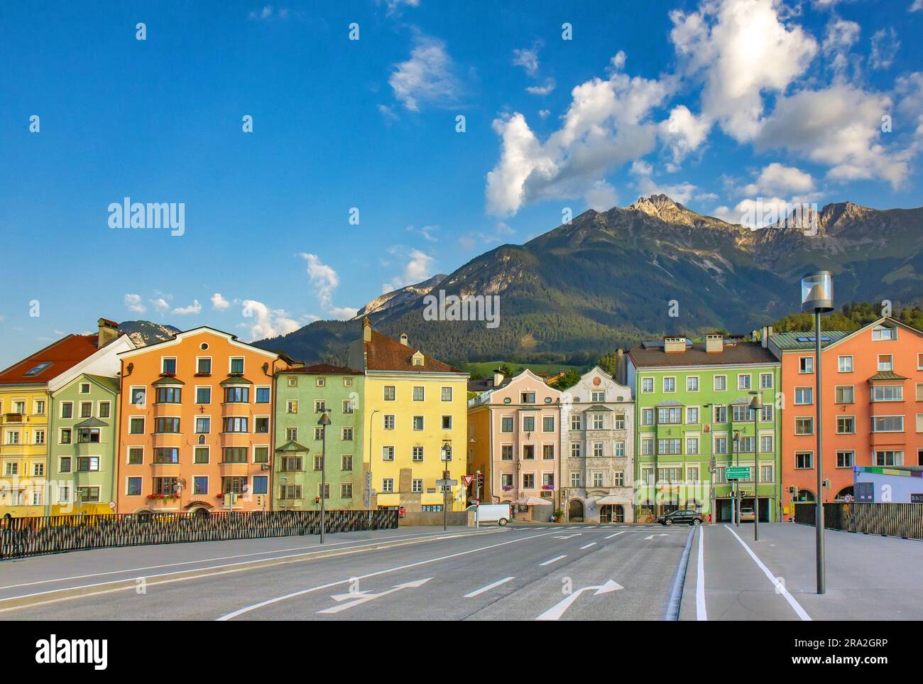 View of the colorful buildings in Innsbruck, Austria Stock Photo - Alamy