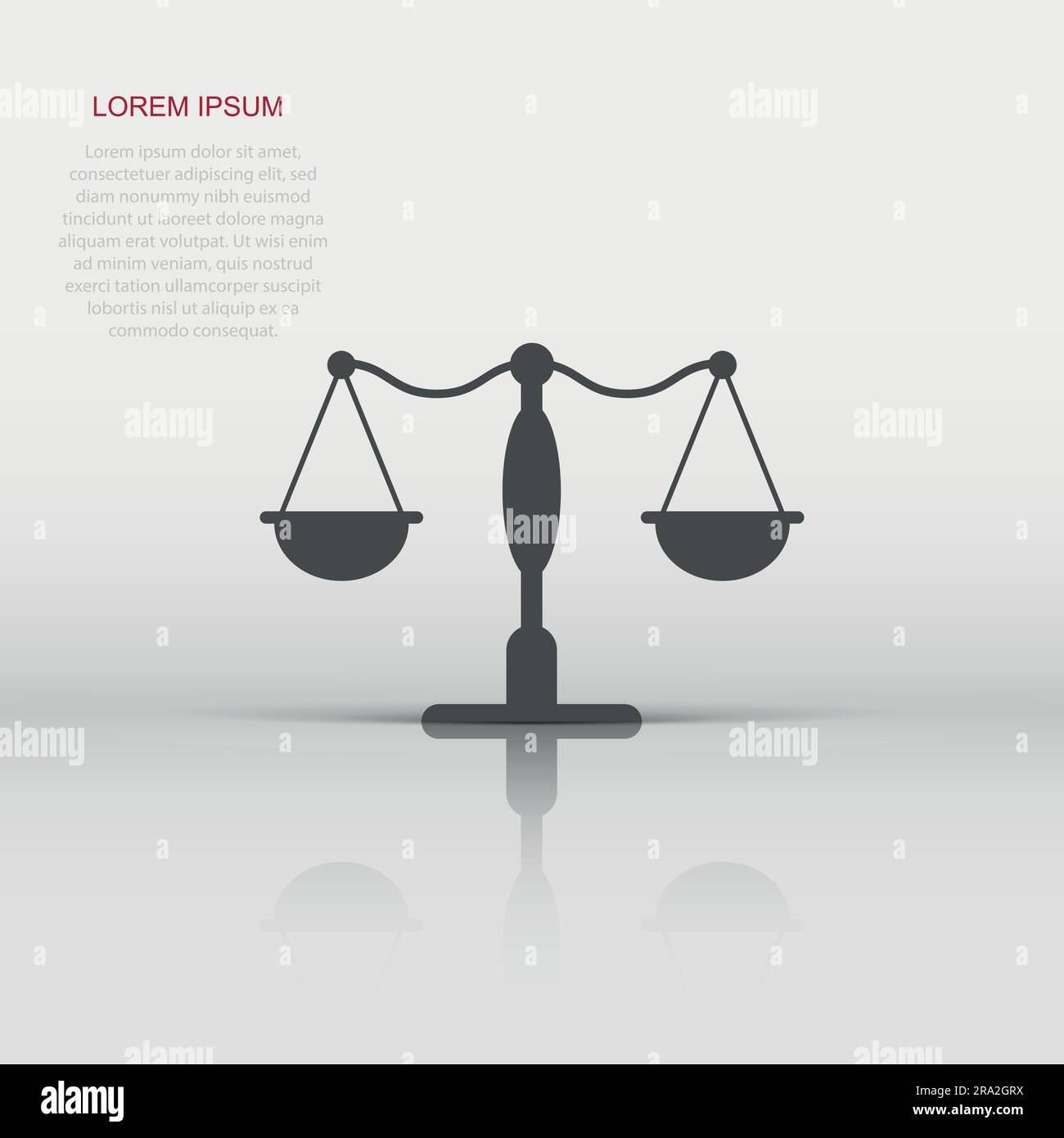 Scale balance icon in flat style. Justice vector illustration on white ...